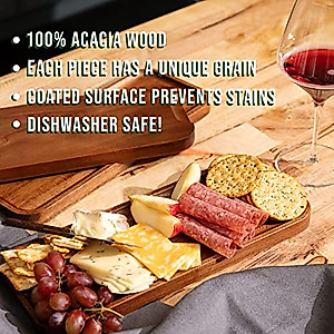 Solid Acacia Wood Serving Trays (14 x 5.5 inches) Rectangular Wooden Serving Platters for Home Decor, Food, Vegetables, Fruit, Charcuterie, Appetizer Serving Tray, Cheese Board (Set of 3 Plates)