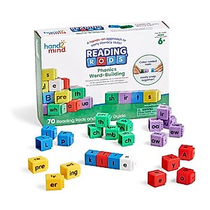 hand2mind Reading Rods Phonics Word-Building, Word Building Activities, Spelling Toys, Montessori Alphabet Letters, Reading Tools for Kids, Science of Reading Manipulatives, Phonemic Awareness