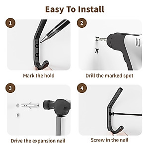 GWAAZXGZ Wall Hooks for Hanging Coat - Black Hat Hooks for Hanging Towel and Robe, Coat Hooks for Wall, Suitable for Bathroom, Entryway and Closet, 10 Pack