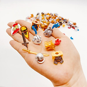 MIUTRUE Medieval Knight Weapons Pack Accessories Set Building Block Toy Armor Helmet Shield Bow Arrow Designed for Mini Figures Gift for Kids Boys Grils Building Kits Toys