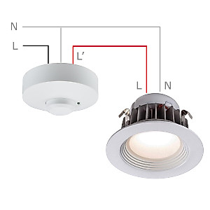 J.LUMI YCA2002 Microwave Ceiling Motion Sensor, 5.8 GHz Microwave Motion Detector Light Switch 1200W, Ceiling Mount Motion Detector, 32-ft Range, White (85-265V AC)