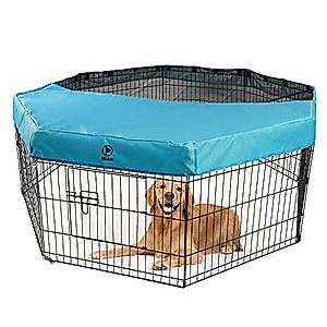 PJYuCien Dog Playpen Mesh Top Cover, Fits 24 Inch 8 Panels Regular Octagon Metal Exercise Pet Playpen, Velcro Connections, Blue (Note: Cover Only, Playpen Not Included !!!)