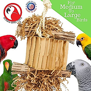 Bonka Bird Toys 3753 Natural Shreddy Eddy Medium to Large Parrot Toy Good Conure African Grey, Conures, Amazons, Small Cockatoos, and similarly Sized pet Birds for Chewy Foraging Fun.