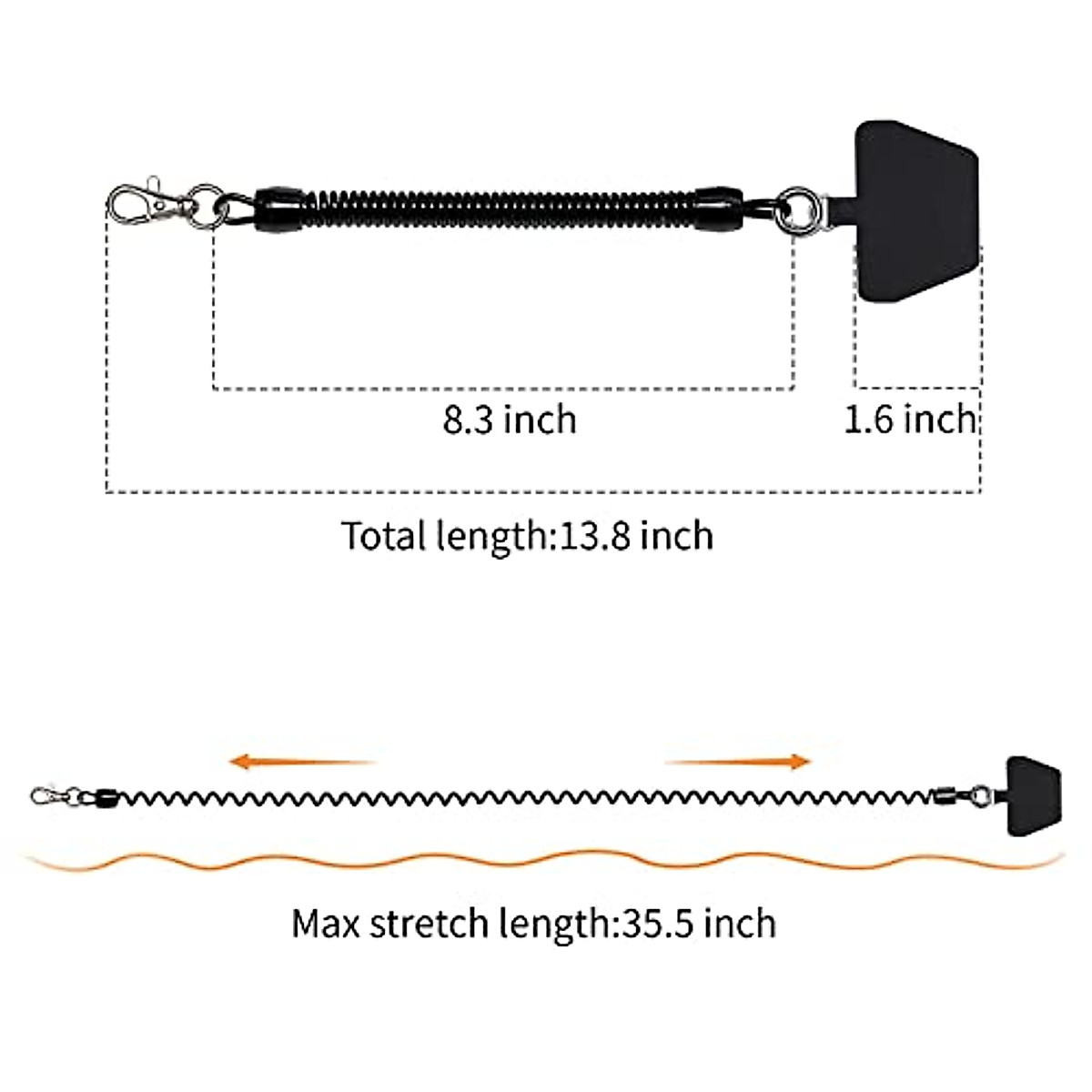 takyu Cell Phone Lanyard Tether with Patch, Universal Smartphone Wrist Strap, Including 2 Black Phone Chain Cords and 4 Transparent Phone Tether Tabs
