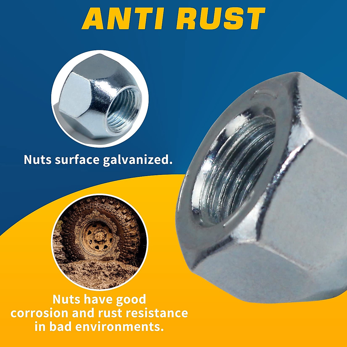 GREPSPUD 10pcs 1/2''-20 Trailer Lug Nuts, Wheel 509 Lug Nut Hub Tire Nuts Open End Acorn Nut for Dexter EZ Lube Trailer Camper RV 1/2" Studs, Zinc Plated