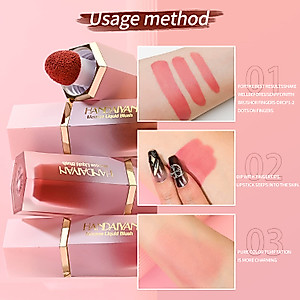Mousse Liquid Blush, Liquid Blush Beauty Wand with Sponge Tip Easy to Apply for a Natural Radiant Look, Matte Silky Texture, Long-Lasting, Lightweight Blush Liquid Makeup (5# Mystery)