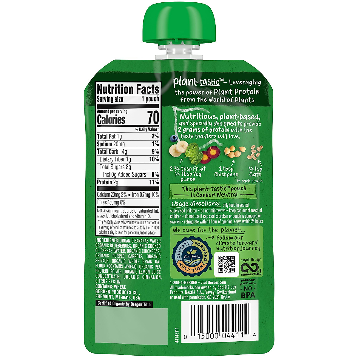 Gerber Organic for Toddler Plant-Tastic Pouches Variety Pack (6 CT (Pack of 1), Banana Berry)