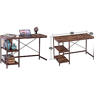 3207-47" Classical Wood Home Office Desk 2 Layers Shelves Writing Table – QQ09
