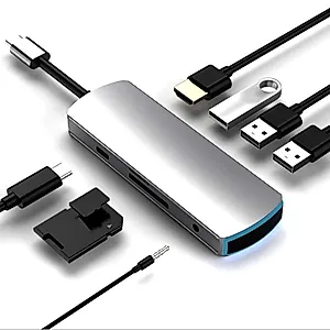 Naroote Docking Hub Hub, Durable Type-C to HDMI 8 in 1 Desktop for Computer