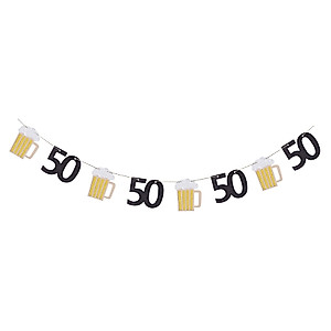 Beer Mug and Age Birthday Banner - Cheers to 50 Years Paper Graland 50th Birthday Party Decor