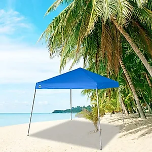 CROWN SHADES 8x8 Pop Up Canopy Tent, Slant Leg Outdoor Canopy with Carry Bag, Beach Tent, Sports Shelter(Blue)