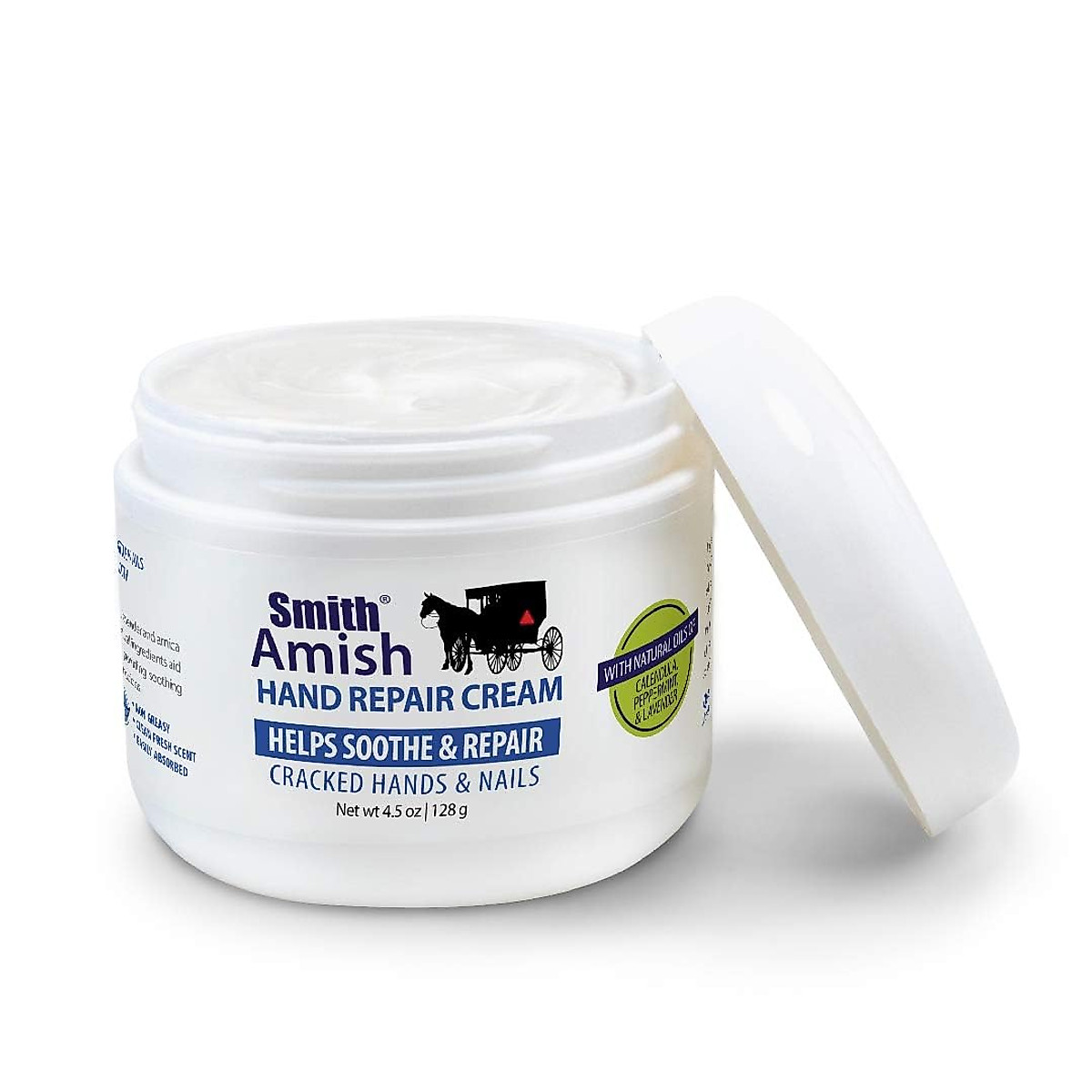 Smith Amish Hand Repair Cream 4.5 oz jar Plus Organic Peppermint Lip Balm.