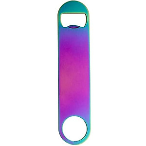 Beer Bottle Opener, 7" Heavy Duty Stainless Steel Flat Bottle Opener Bar Blade, Simple and Effective Beer Openers for Bartenders (Rainbow)