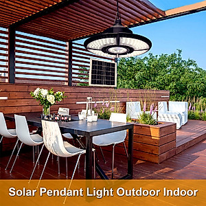 ChunHee Solar Pendant Light Outdoor Indoor, Solar Powered Shed Light with Adjustable Panel,IP65 Waterproof Solar Motion Sensor Lights with Remote Control,for Garden, Garage,Patio,Yard