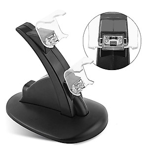 Controller Charger Station,Controller USB Charging Station Dock for DualShock with USB Charging Cable,Fast Charging Station for/Slim/with Blue LED Light(Black)