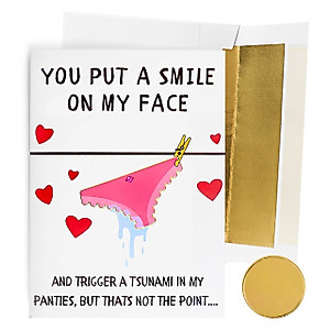 GIFTING GIGGLES Funny Romantic Joke Card for husband boyfriend or lover | Naughty Gift for him | Anniversary, Birthday, Valentine’s Day, Fathers Day, Appreciation | 30th 40th 50th 60th 70th 75th