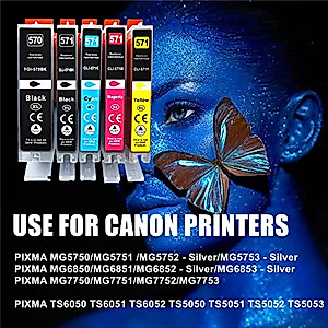 ColorInk 10pack Replacement for Canon PGI-570 CLI-571 Ink Cartridge use with Canon PIXMA MG5750 MG5751 MG5752 MG5753 MG6850 (2 570XL Black, 2 571XL Black,2 Cyan, 2 Magenta, 2 Yellow)
