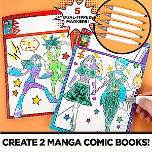 Made By Me Manga Artist Set, How to Draw Anime, Create 2 Comic Books, Great Gifts for Anime Enthusiasts, Awesome Art Kit, Drawing Kit Arts & Crafts for Kids, Great Addition to Anime Collection