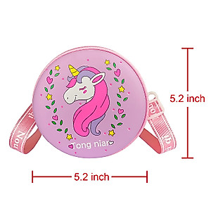 ELEMIRSA 6pcs Unicorn Purse handbag for Little Girls Dress Up Jewelry Pretend Play Kids Accessories Unicorn Necklace Jewel Party Favor, Purple