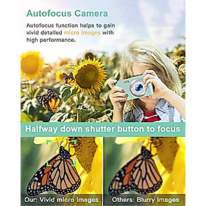 Digital Camera for Kids,1080P 48MP Autofocus Kids Camera with 32GB SD Card, Kids Digital Video Camera with 16X Zoom, Compact Portable Mini Cameras for Kids, Girls, Boys, Teens (Green)