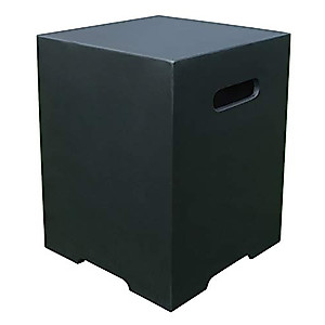 Modeno Black Propane Tank Cover Fire Pit Accessories Square 20 Inches Concrete Outdoor Side Table Fits Standard 20 Pound Propane Tank Hideaway Table