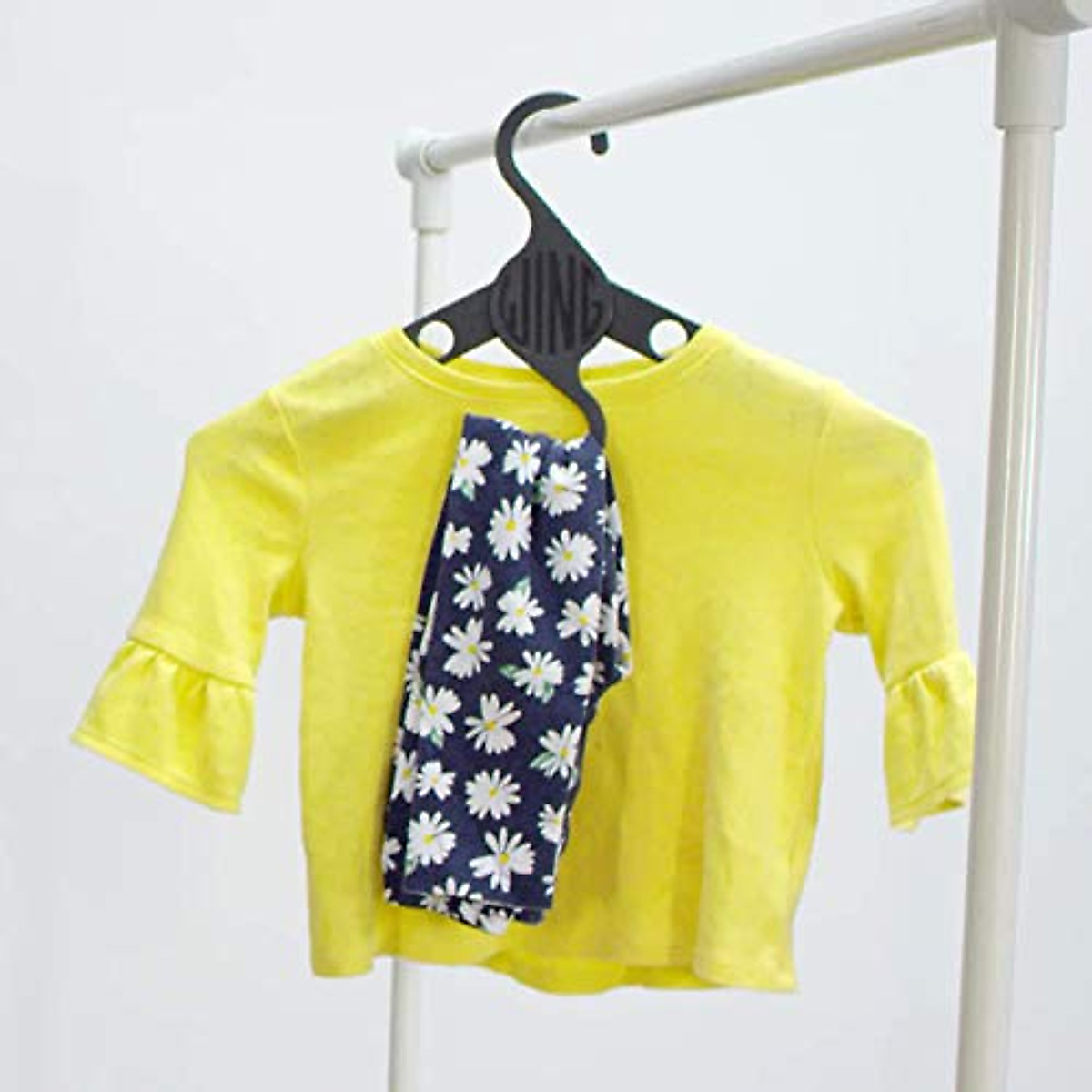 Wing Smart Hanger | Flat Foldable Heavy Duty Plastic Clothes Hanger | Space Saving Organizer for Closet | Dual Hooks Notched Shoulders | Multiple Hanging Items | 5 Pack Made in Korea