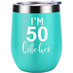 Coolife Wine Tumbler - Fiftieth Birthday Gifts for Women, Funny 50th Birthday Gifts for Women - Turning 50th Year Old Birthday Gifts Ideas for Women - Fifty Birthday Gifts, 50s Birthday Gift for Women