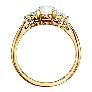 FB Jewels 14K Yellow Gold Opal & 1/5 CTW Diamond Ring Size 7