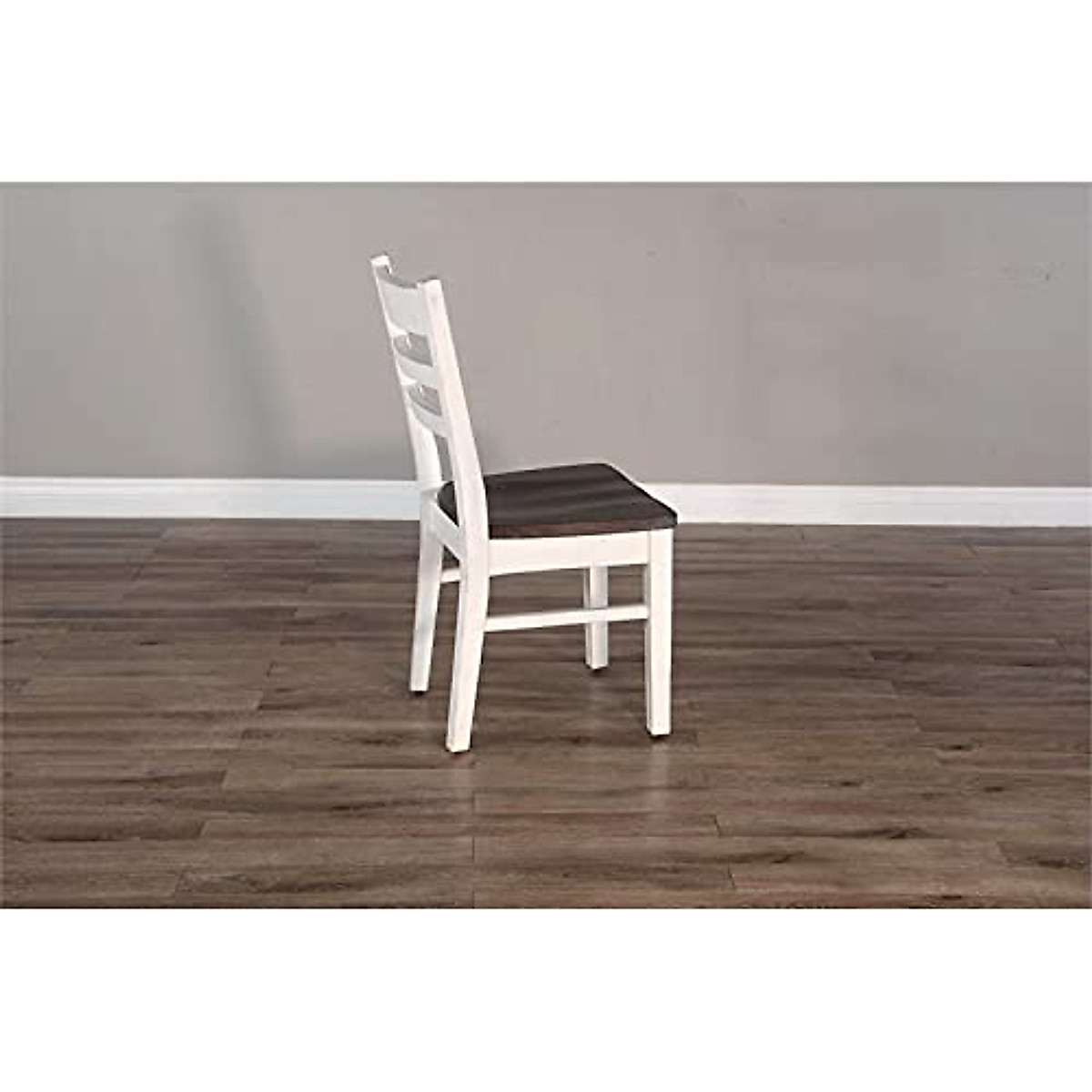 Pemberly Row 18" Wood Dining Room Ladderback Chair with Wood Legs for Kitchen, Modern Restaurant Chairs in Off White and Dark Brown