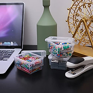 Citylife 20 Packs 0.18 QT Plastic Bead Organizers for Craft & 4 Packs 5.3 QT Storage Bins with Lids with Grey Handle Stackable Storage Containers for Organizing
