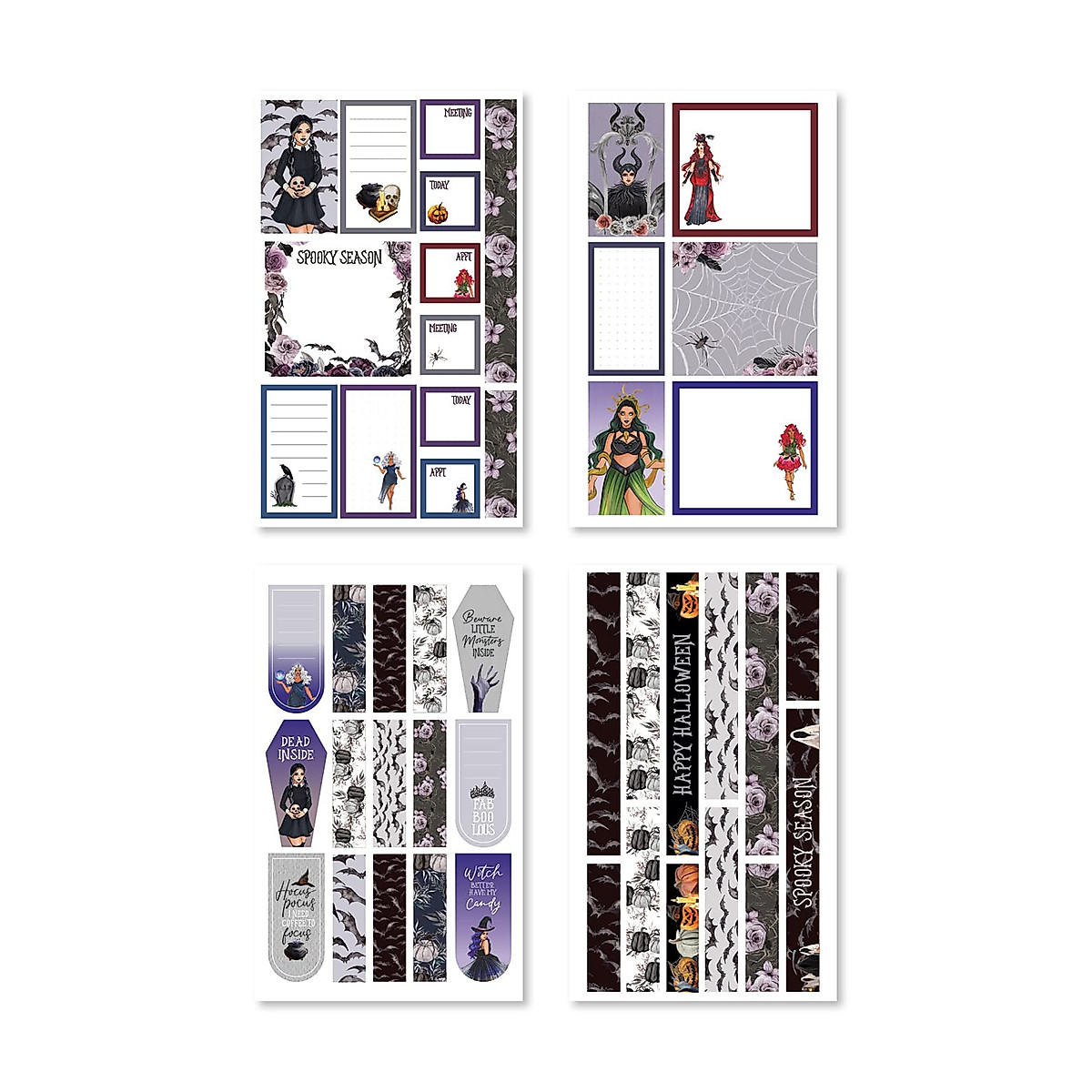 Rongrong Halloween Theme Sticker Book for Planners, Calendars, Journals and Projects – Premium Quality Hand Drawn Perfect for Adding Hocus Pocus to your schedule – Scrapbook Accessories – 24 Sheets