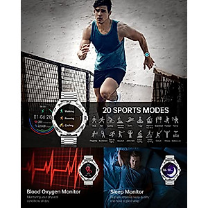 PODOEIL Men's Smart Watch for Android iOS Phones Text and Call, 1.32" Smartwatch Fitness Watch Tracker with Heart Rate Sleep Tracking Blood Pressure Monitor, Smart Watches for Men Women(Silver)