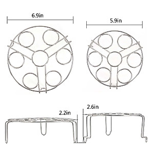 Stainless Steel Egg Steamer Rack for Instant Pot, Pressure Cooker, Boiling Pot. Stackable Steamer Trays 2 Pack Combo for Eggs and Food. Food Stainless Steamer Rack for Pot