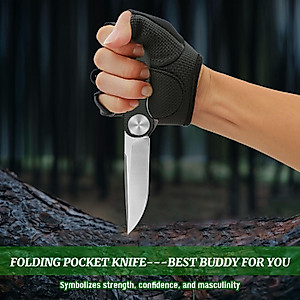 Pocket Knife with D2 Steel Blade, Folding Pocket Knife with Liner Lock, Pocket clip, EDC Knife for Survival, Outdoor and Camping, Gifts for Men