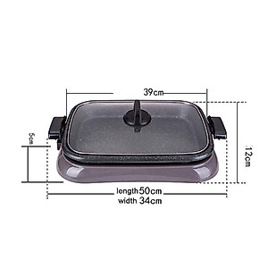 KJHD Frying Pan, Non-stick Deep Dish Heavy Duty Electric Skillet with Tempered Glass Vented Lid and Easy-Pour Spout, Dishwasher Safe