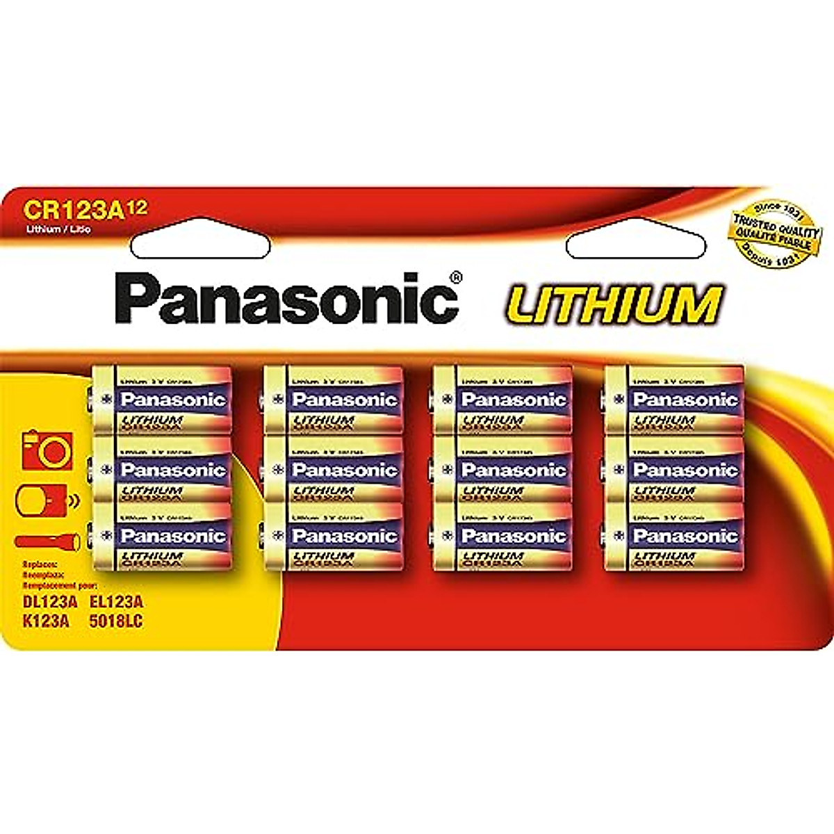 Panasonic Energy Corporation CR-123PA/12B CR123A Lithium Batteries, Pack of 12