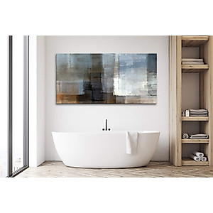 Muolunna A62275 Canvas Prints Abstract Wall Art Print Paintings Grey and Brown Home Decor Stretched and Framed Ready to hang for Living Room Bedroom and Office Home Kitchen Artwork 30x60inch