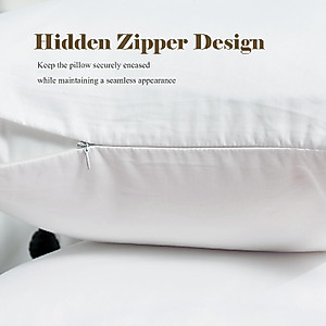 Bedemu White Pillow Cases Set of 2 with Invisible Zipper, 100% Cotton Pillow Protectors with 600 Thread Count, Cooling & Breathable Pillow Case for Hot Sleepers, Standard Size 20 x 26 Inches, 2 Pack