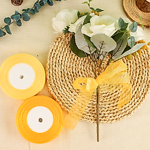 1 inch Yellow Organza Ribbon for Gift Wrapping,100 Yard Craft Sheer Chiffon Ribbon for Gift Wrapping,Bouquet Wrapping,Wedding Decoration,All Crafting and Sewing