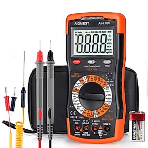 ANNMETER Digital Multimeter, AUTO-Ranging 6000 Counts TRMS DC&AC Vlotmeter Ohm Amp Resistance Capacitor Meter, Measures Frequency Duty Cycle Temp Transistor hEF AN-770S
