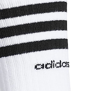 adidas Men's 3-Stripe Crew Socks (3-Pair), White/Black/Clear Onix Grey, Large