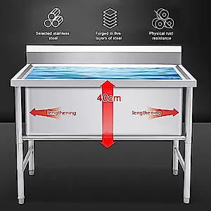 Commercial Kitchen Washing Sink Commercial Stainless Steel Utility Sink Freestanding Stainless Steel Sink with Drain Kit &Faucet for Restaurant, Laundry, Garage(47.2 * 27.5 * 30.5in)