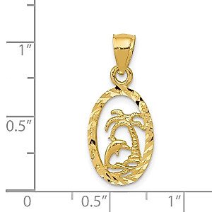 IceCarats 14K Yellow Gold Sea Dolphin Ocean Fish Beach Nautical Palm Tree Necklace Summer Pendant Tropical Charm Only