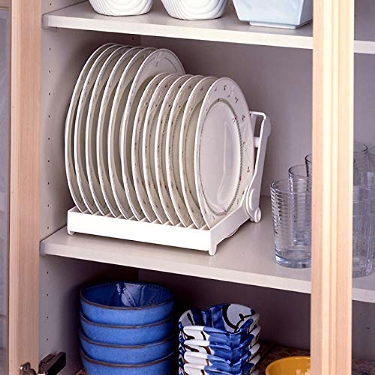 Dish Drying Rack,Small Dish Rack Plate Organizer for Cabinet, Dish Racks for Kitchen Counter Small Space, Collapsible Drying Rack Dishes Plate Holder, Kitchen Dish Strainer for Saucer Plate Pans Bowls