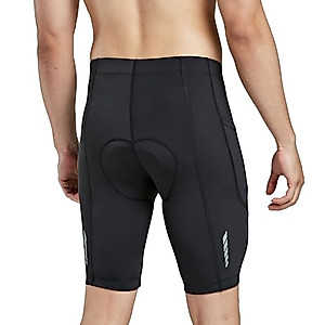 BALEAF Padded Bike Shorts for Men Cycling Shorts Padding Pockets UPF 50+ Black M