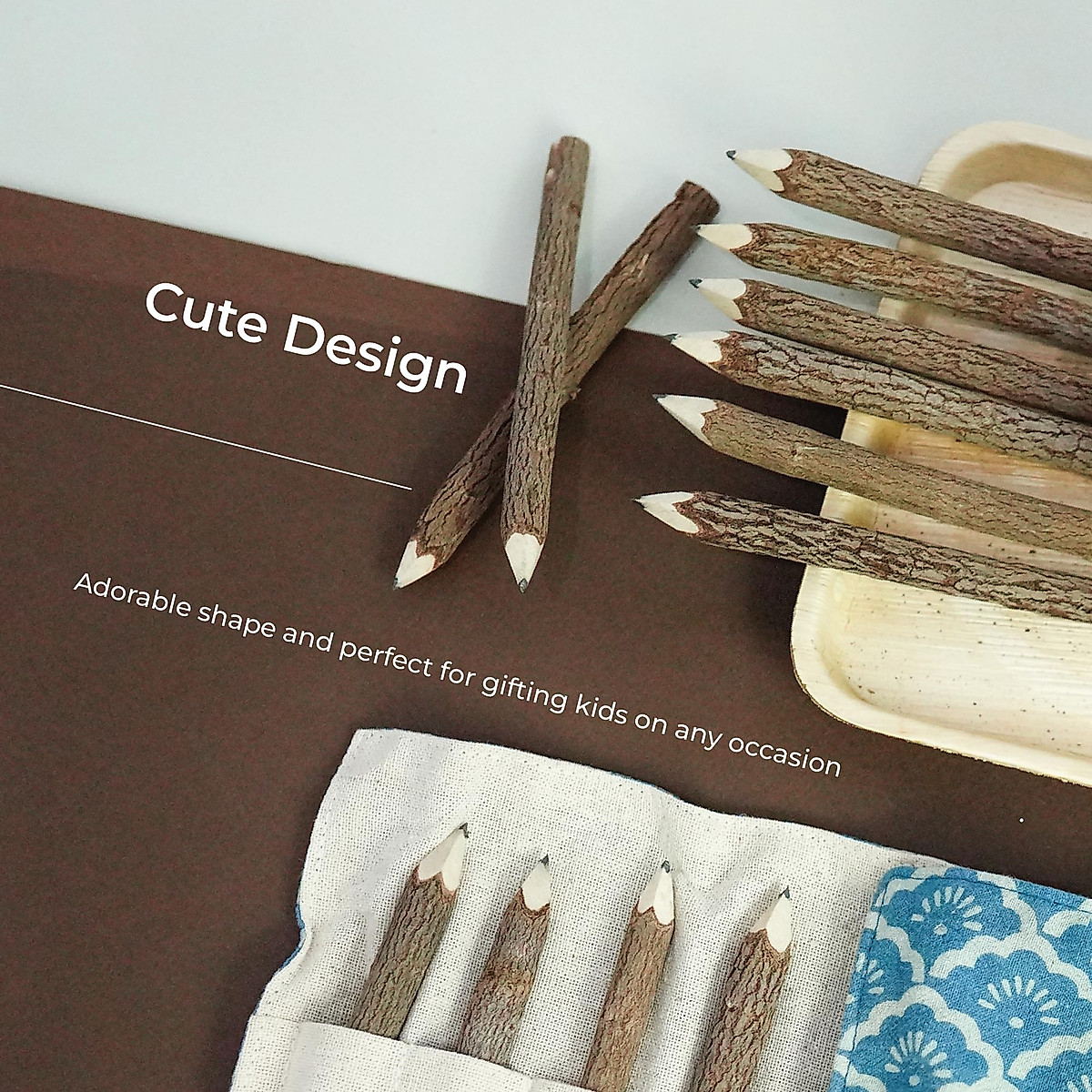 BSIRI Pencil Wood Favors of Graphite Wooden Tree Rustic Twig Pencils Unique Birch of 12 Camping Lumberjack Decorations Party Supplies Novelty Gifts as a Natural Pencil Gifts for Kids in Classroom