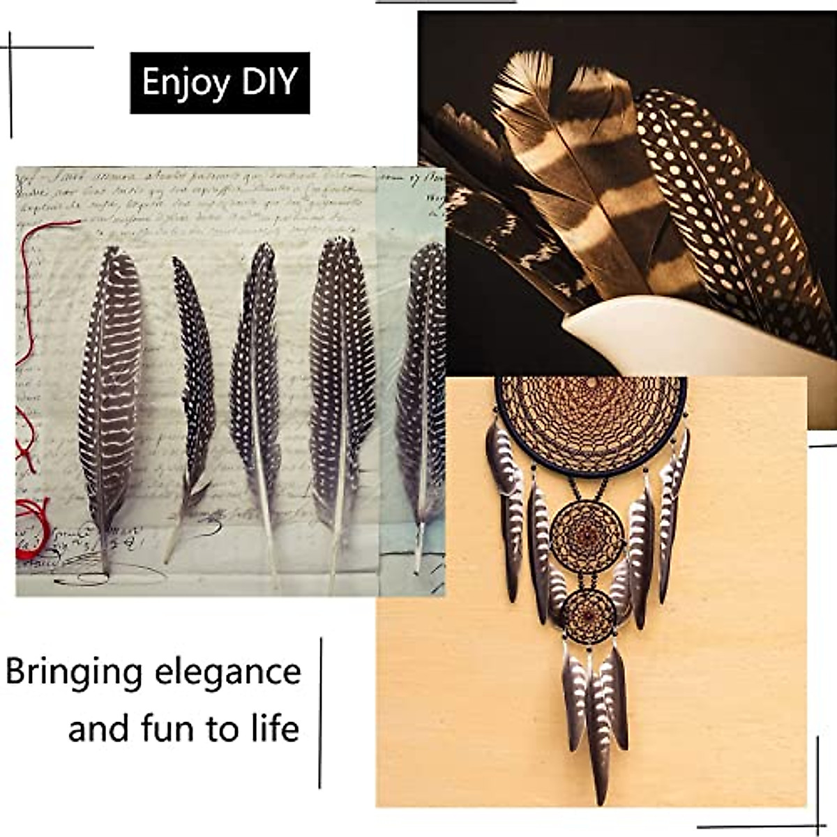 Natural Turkey Spotted Feathers, 30Pcs Pheasant Feathers Mardi Gras Feathers for Crafts DIY Hat Floral Arrangements Wing Quill Wedding Home Party Decorations 6-8 inch(3 Styles)