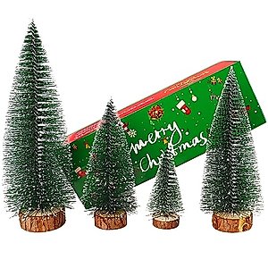 Small Christmas Tree - Christmas Table Decorations, Fake Flocked Xmas Tree Decor Mini Tinsel Christmas Tree for Kitchen Mantel Office Bedroom Window Table Top