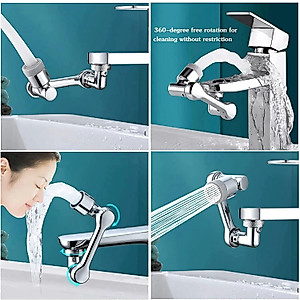 New Rotating 1080° Robotic Arm Faucet -【Universal Model】Splash Filter Faucet, Large Angle Rotating Robotic Arm Water Nozzle Faucet Adaptor w/ 2 Water Outlet Modes, Faucet Extender for Face Wash (1)