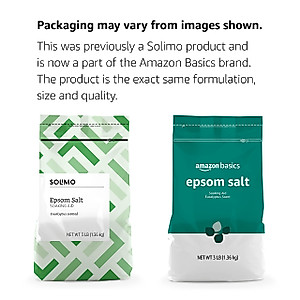 Amazon Basics Epsom Salt Soaking Aid, Eucalyptus Scented, 3 Pound (Pack of 1) (Previously Solimo)